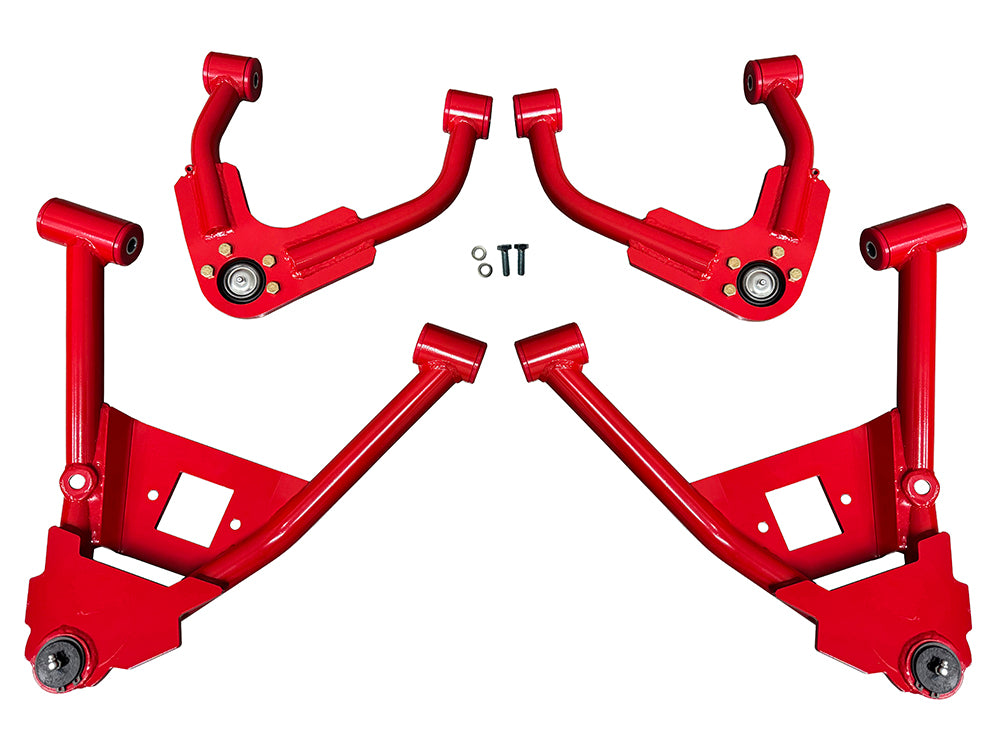 Silverado & Sierra 4" Drop Front Upper & Lower A-Arms (2007-13) Red ...
